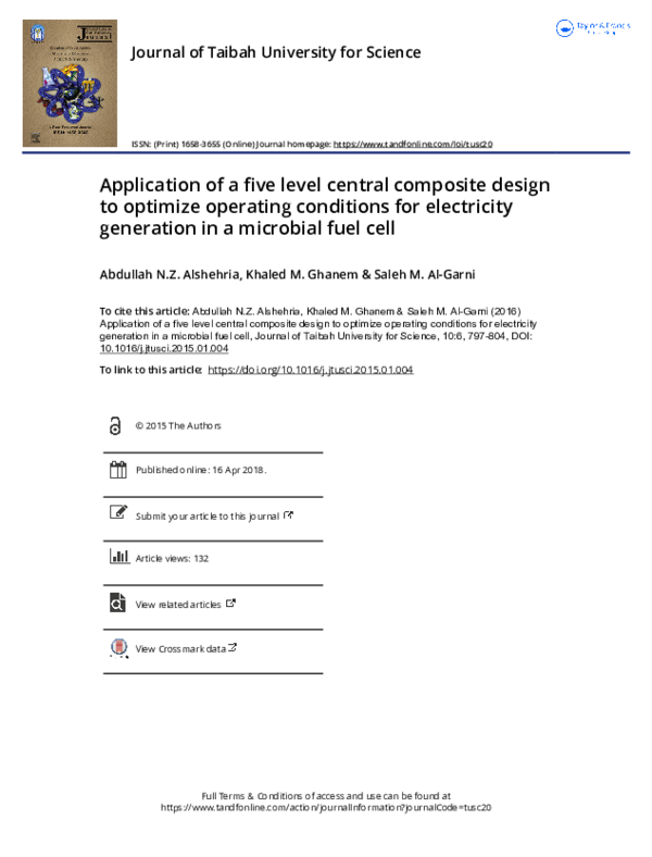 (PDF) Application of a five level central composite design to optimize operating conditions for ...