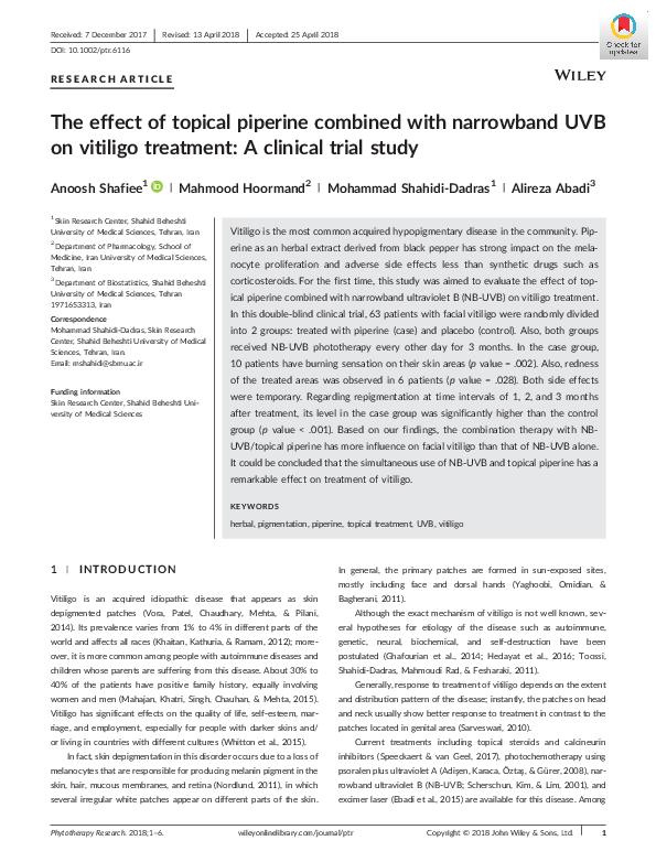 (PDF) The effect of topical piperine combined with narrowband UVB on ...