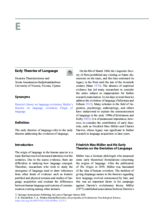 (PDF) Early Theories of Language