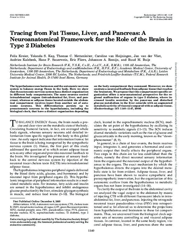 (PDF) Tracing from Fat Tissue, Liver, and Pancreas: A Neuroanatomical ...