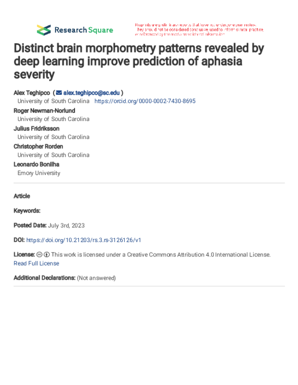 (PDF) Distinct brain morphometry patterns revealed by deep learning improve prediction of ...
