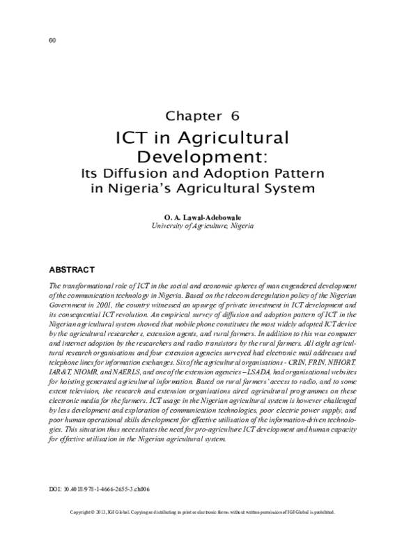 (PDF) ICT in Agricultural Development