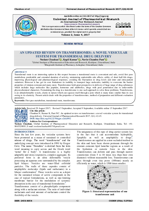 (PDF) An Updated Review on Transfersomes: A Novel Vesicular System for ...
