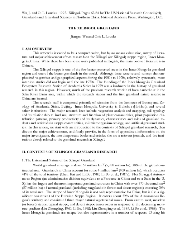 (PDF) The Xilingol Grassland