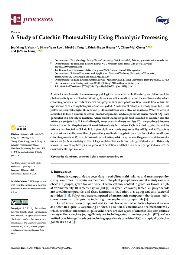 (PDF) A Study of Catechin Photostability Using Photolytic Processing