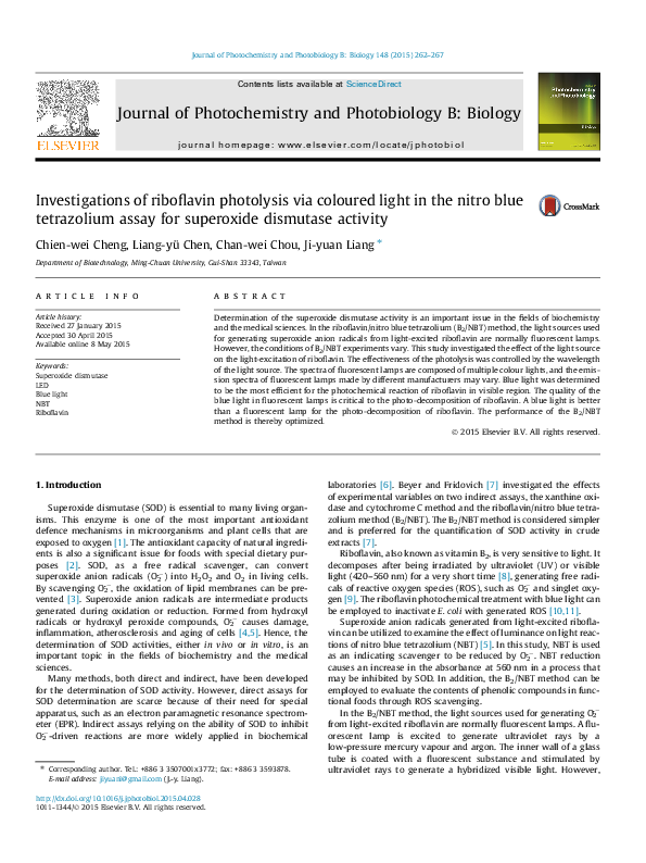(PDF) Investigations of riboflavin photolysis via coloured light in the ...