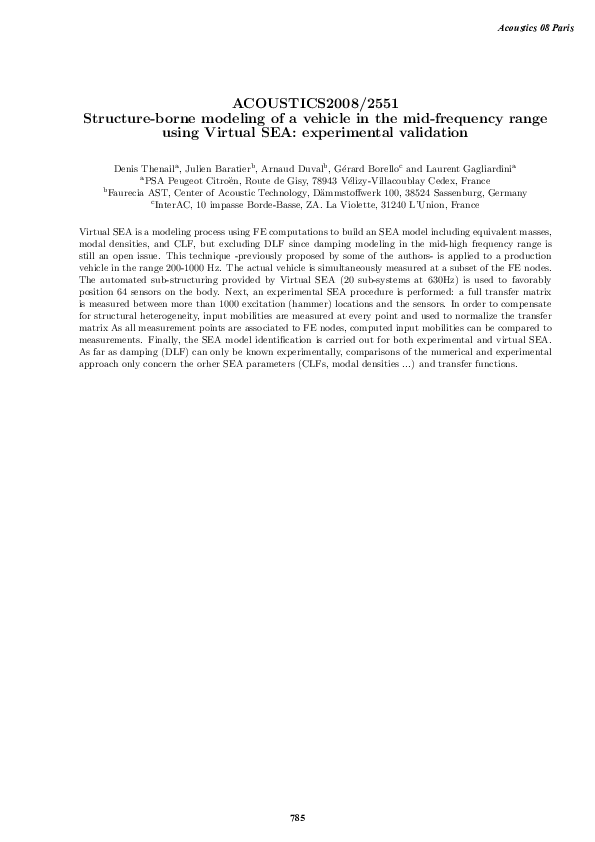 (PDF) Structure-borne modeling of a vehicle in the mid-frequency range using Virtual SEA ...