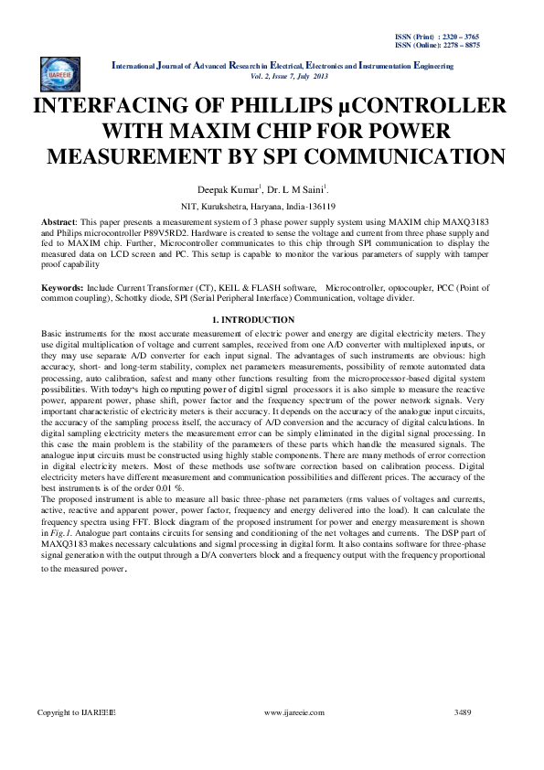 (PDF) Interfacing of Phillips Μcontroller with Maxim Chip for Power ...