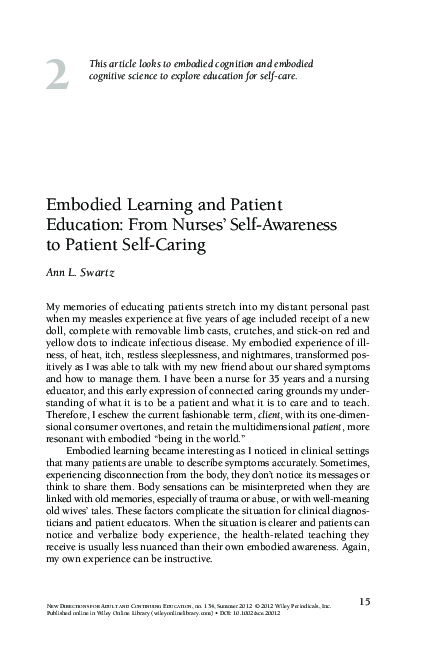 (PDF) Embodied learning and patient education: From nurses' self ...