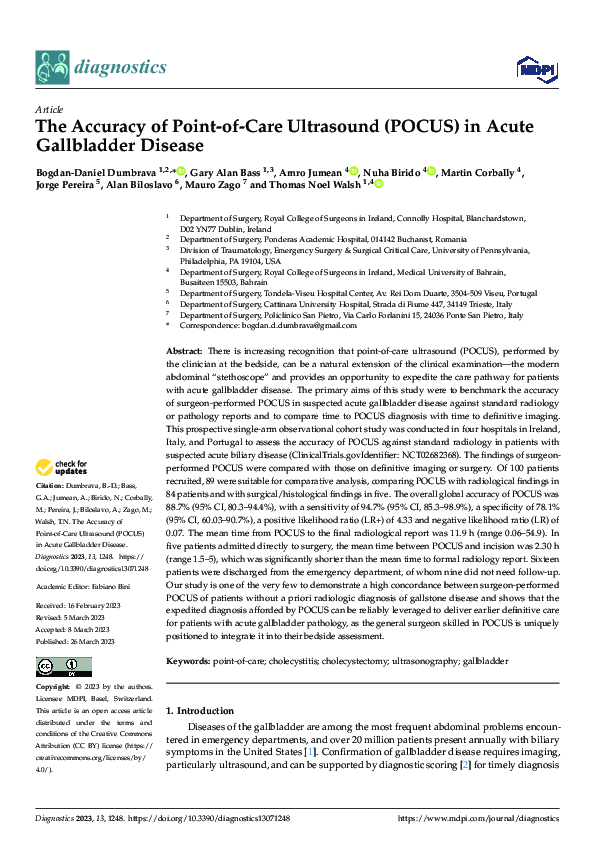 (PDF) The Accuracy of Point-of-Care Ultrasound (POCUS) in Acute Gallbladder Disease | Nuha ...
