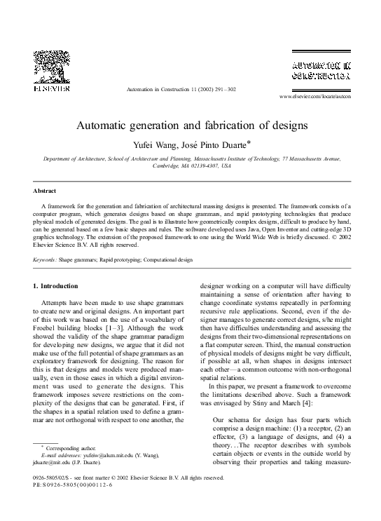 (PDF) Automatic generation and fabrication of designs