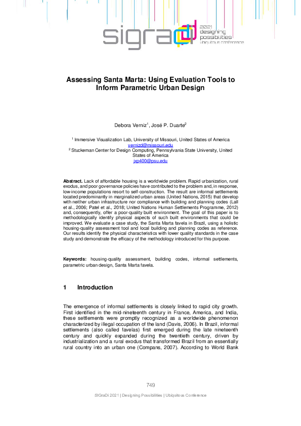 (PDF) Assessing Santa Marta: Using Evaluation Tools to Inform Parametric Urban Design