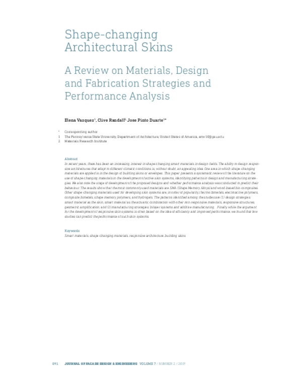 (PDF) Shape-changing architectural skins: a review on materials, design ...