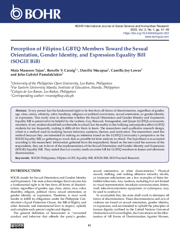 (PDF) Perception of Filipino LGBTQ Members Toward the Sexual ...
