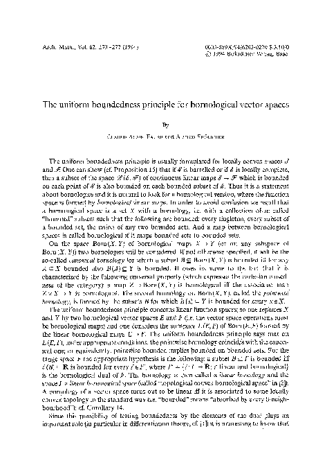 (PDF) The uniform boundedness principle for bornological vector spaces | Claude-Alain Faure ...