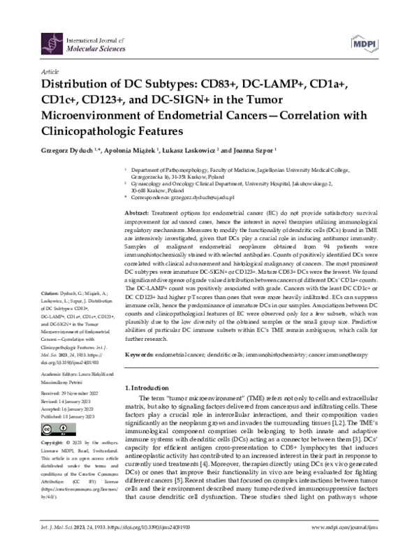 (PDF) Distribution of DC Subtypes: CD83+, DC-LAMP+, CD1a+, CD1c+, CD123 ...