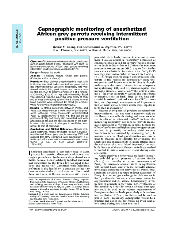 (PDF) Capnographic monitoring of anesthetized African grey parrots receiving intermittent ...