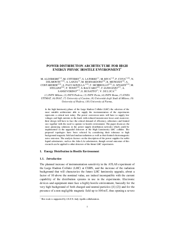 (PDF) Power Distribution Architecture for High Energy Physic Hostile Environment | Nicola ...