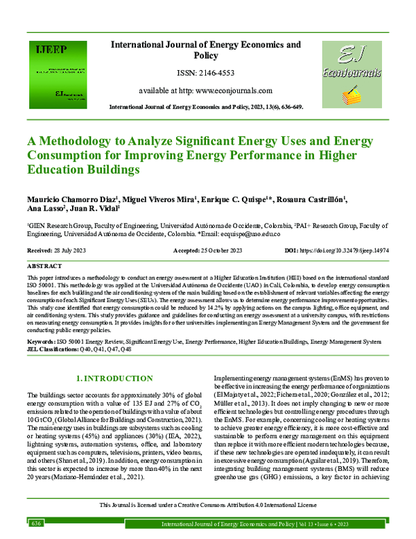 (PDF) A Methodology to Analyze Significant Energy Uses and Energy Consumption for Improving ...