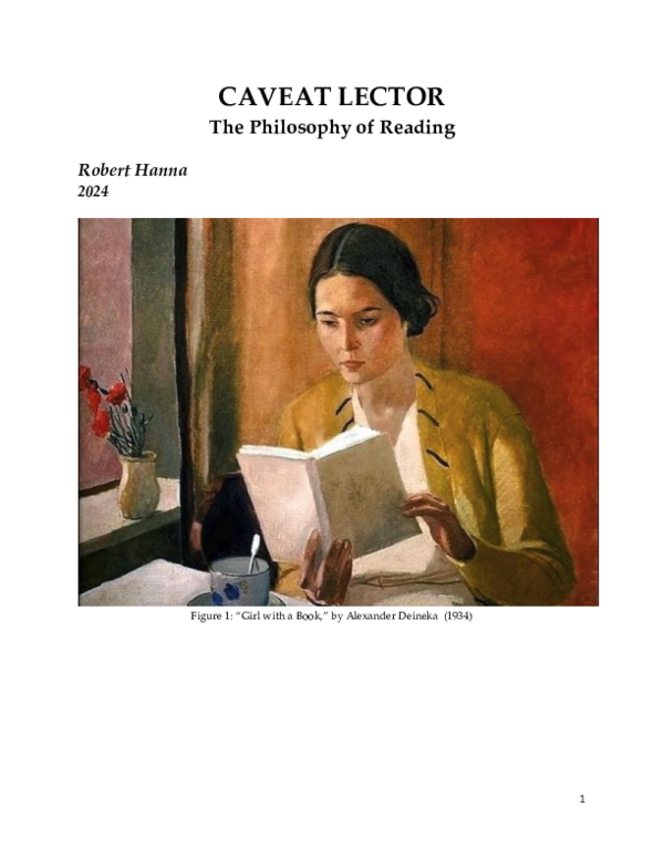 (PDF) Caveat Lector: The Philosophy of Reading (September 2024 version)