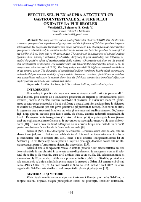 (PDF) Efectul Sel-Plex asupra afecţiunilor gastrointestinale şi a ...
