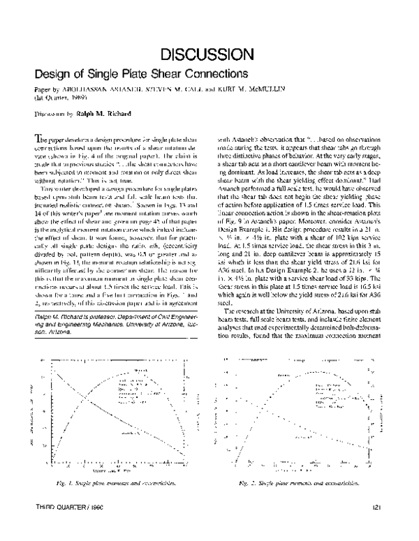 (PDF) Closure: Design of Single Plate Shear Connections