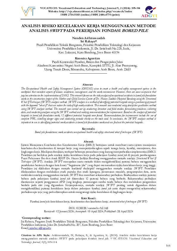 (PDF) Analisis Risiko Kecelakaan Kerja Menggunakan Metode Analisis ...