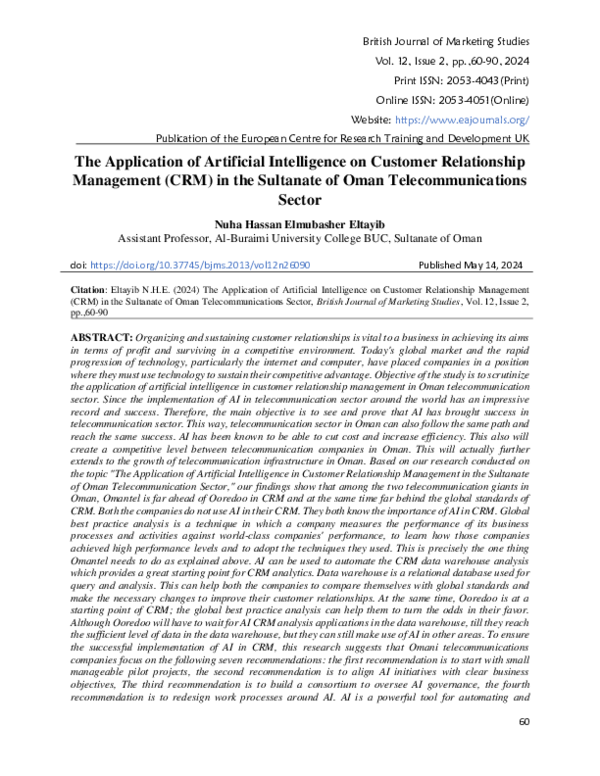Pdf The Application Of Artificial Intelligence On Customer