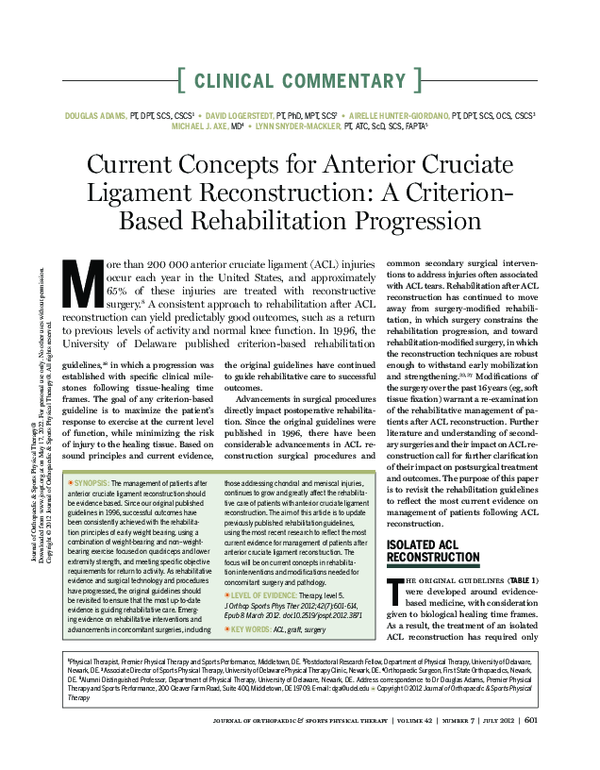 (PDF) Current Concepts for Anterior Cruciate Ligament Reconstruction: A ...