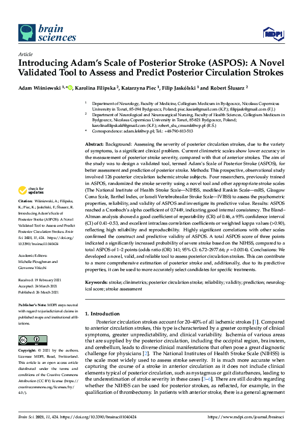 (PDF) Introducing Adam’s Scale of Posterior Stroke (ASPOS): A Novel ...