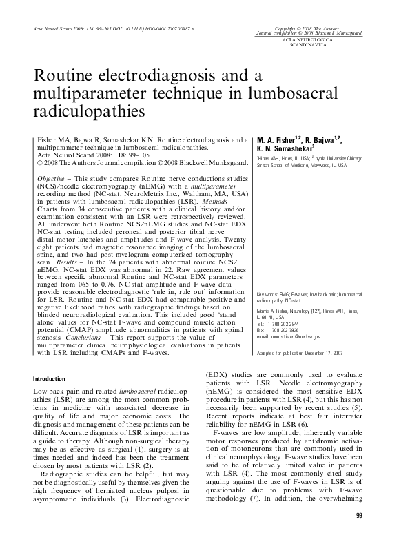 (PDF) Routine electrodiagnosis and a multiparameter technique in ...