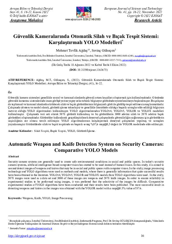 (PDF) Automatic Weapon and Knife Detection System on Security Cameras ...
