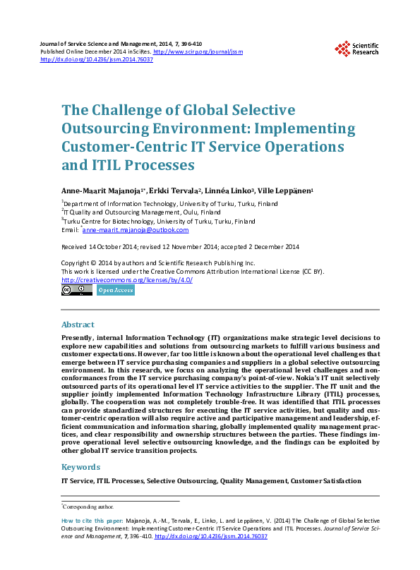 (PDF) The Challenge of Global Selective Outsourcing Environment ...