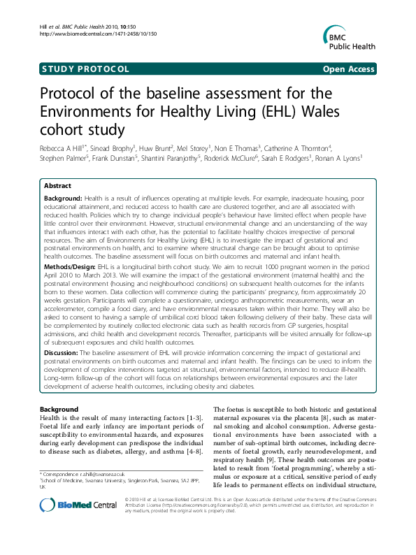 (PDF) Protocol of the baseline assessment for the Environments for ...