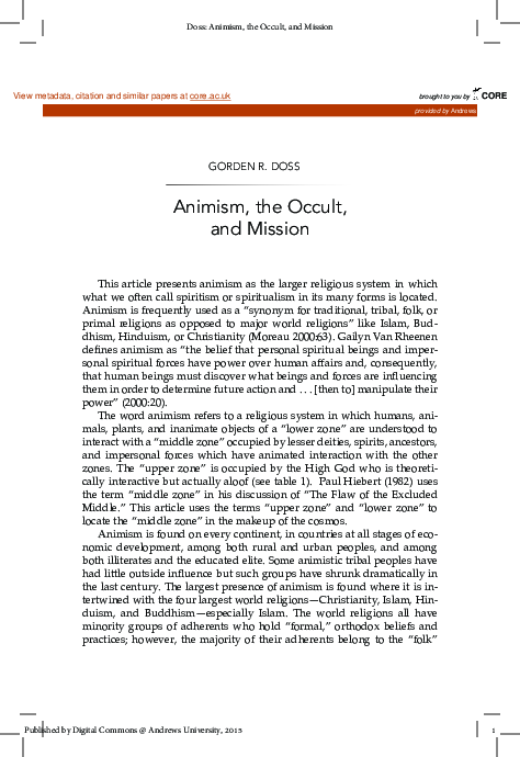 (PDF) Animism, the Occult, and Mission