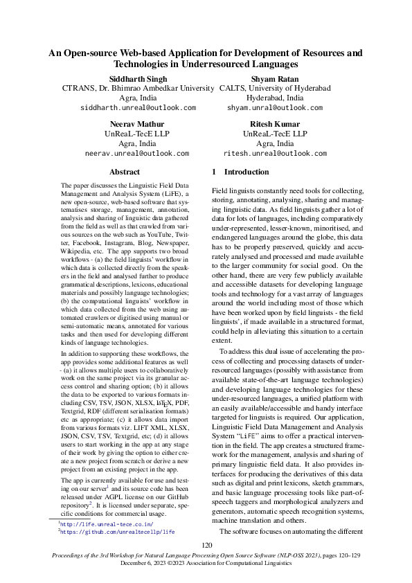 (PDF) An Open-source Web-based Application for Development of Resources and Technologies in ...