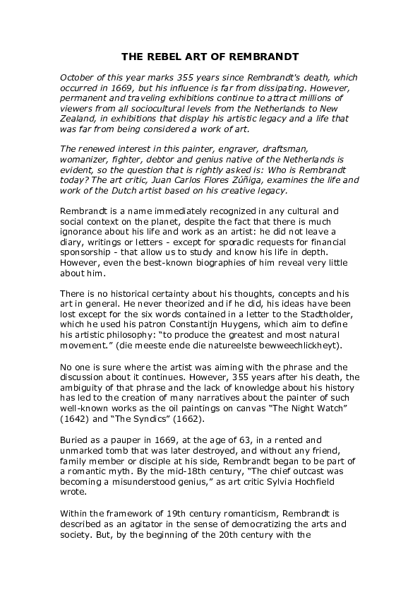 (PDF) THE REBEL ART OF REMBRANDT