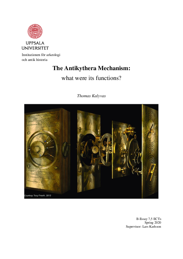 (PDF) The Antikythera Mechanism