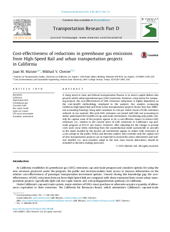 (PDF) Cost-effectiveness of reductions in greenhouse gas emissions from ...