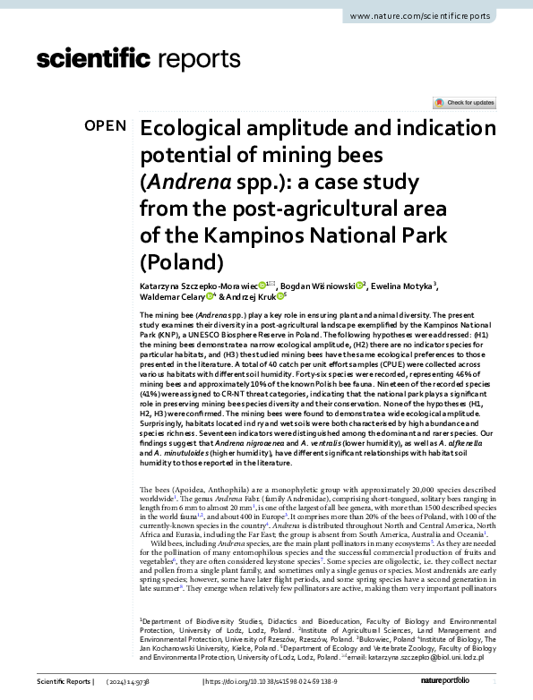 (PDF) Ecological amplitude and indication potential of mining bees ...