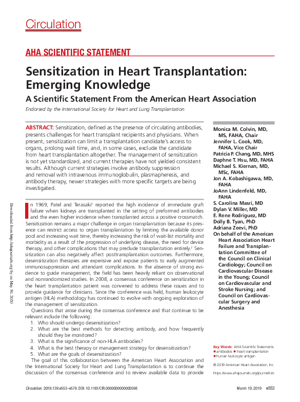 (PDF) Sensitization in Heart Transplantation: Emerging Knowledge: A ...