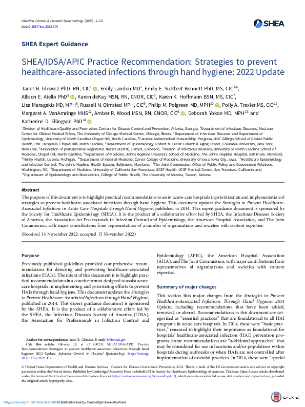(PDF) SHEA/IDSA/APIC Practice Recommendation: Strategies to prevent ...