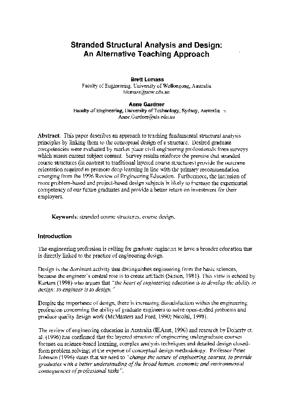 (PDF) Stranded Structural Analysis and Design: An Alternative Teaching ...