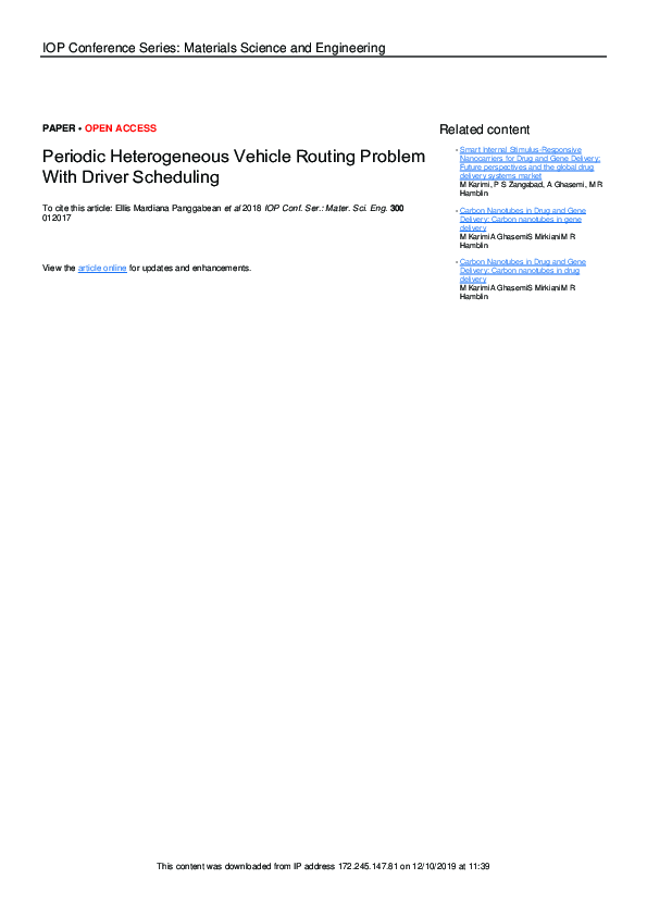 (PDF) Periodic Heterogeneous Vehicle Routing Problem With Driver Scheduling