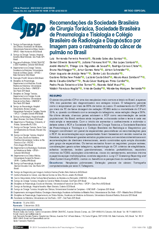 (PDF) Lung cancer screening in Brazil: recommendations from the ...