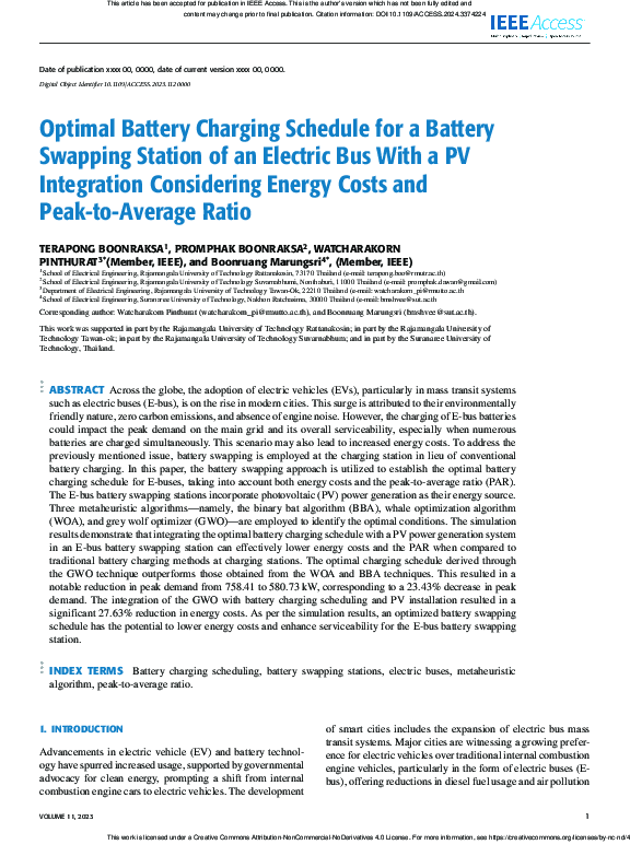 (PDF) Optimal Battery Charging Schedule for a Battery Swapping Station ...