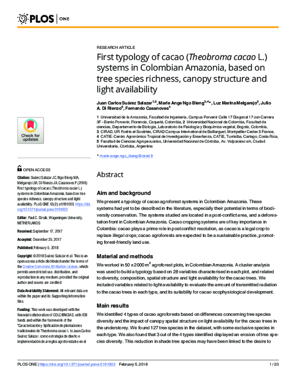 (PDF) First typology of cacao (Theobroma cacao L.) systems in Colombian ...