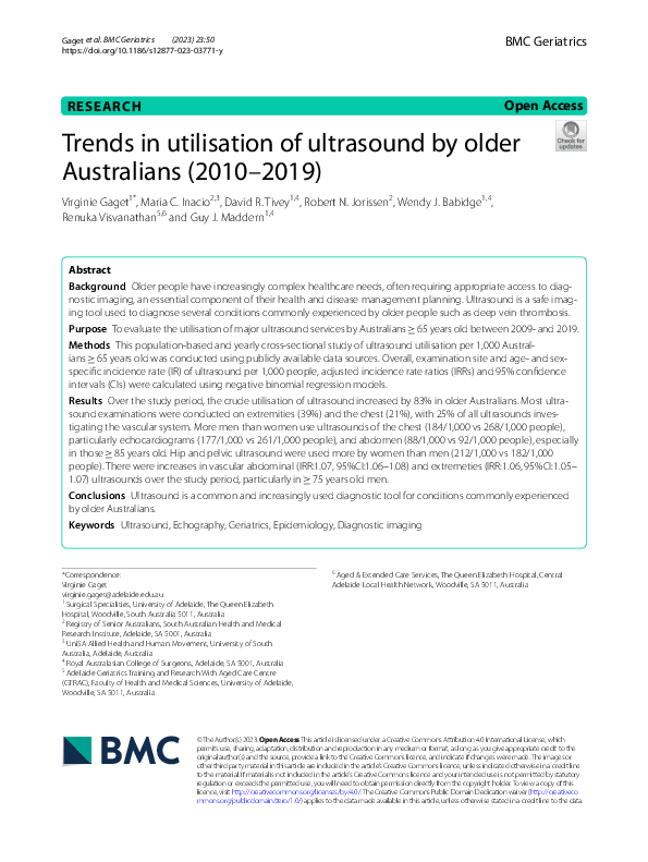 (PDF) Trends in utilisation of ultrasound by older Australians (2010 ...
