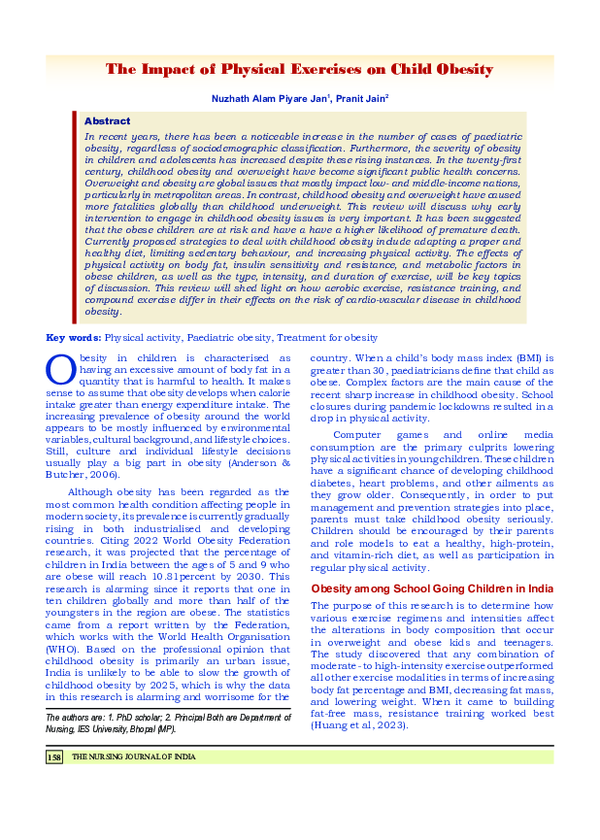 (PDF) The Impact of Physical Exercises on Child Obesity