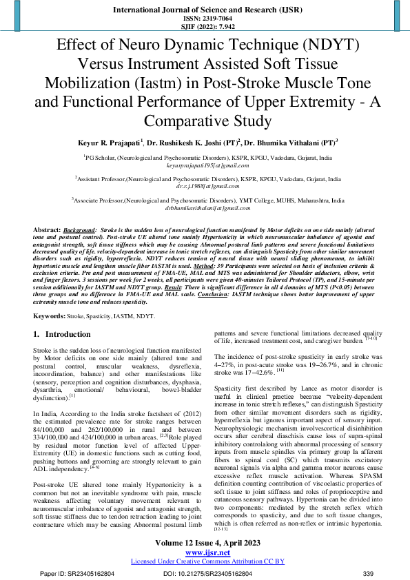(PDF) Effect of Neuro Dynamic Technique (NDYT) Versus Instrument ...
